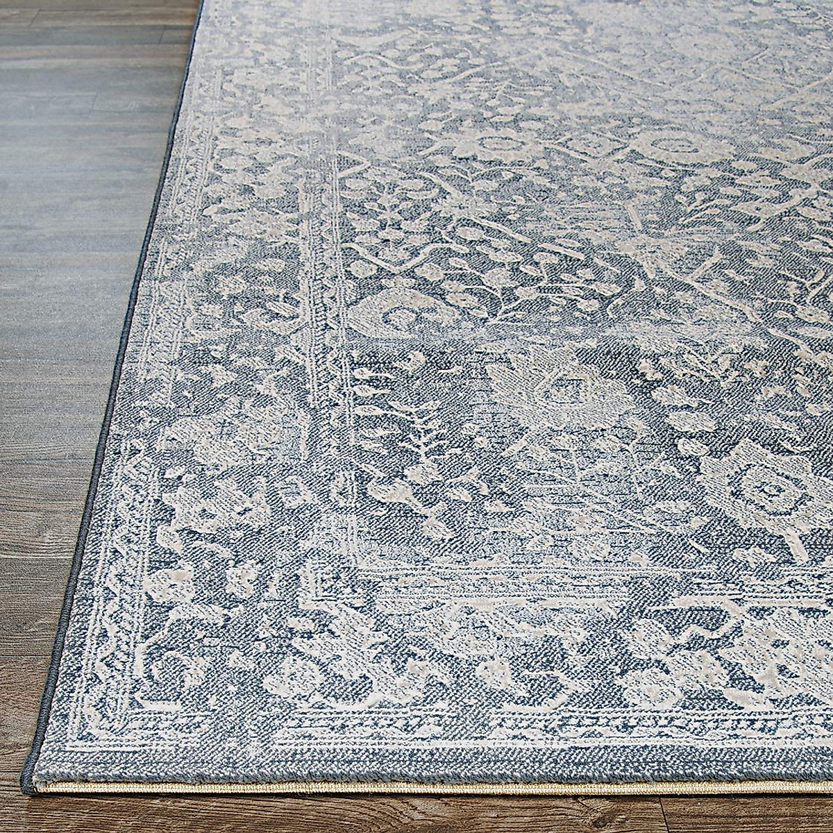 Couristan Marina Lillian Area Rug Slate Blue/Oyster, 5'3" x 7'6"