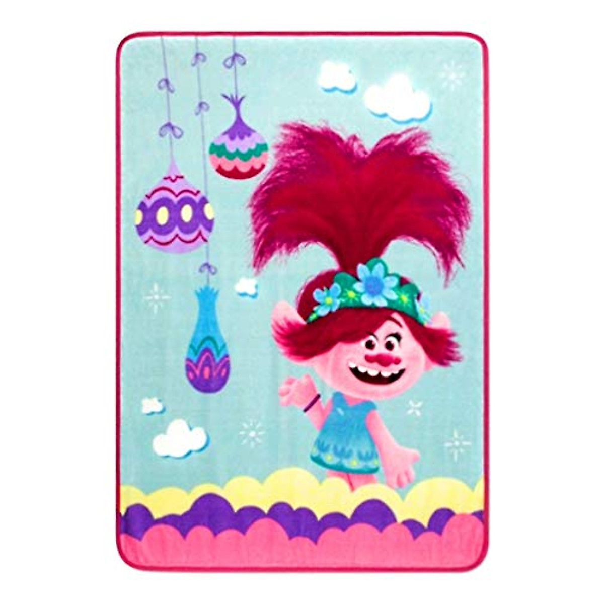 Franco Manufacturing Trolls World Tour Plush Throw - Super Soft 100% Polyester Plush Throw- 46 in x 60 in - Trolls Rainbows End Plush Throw