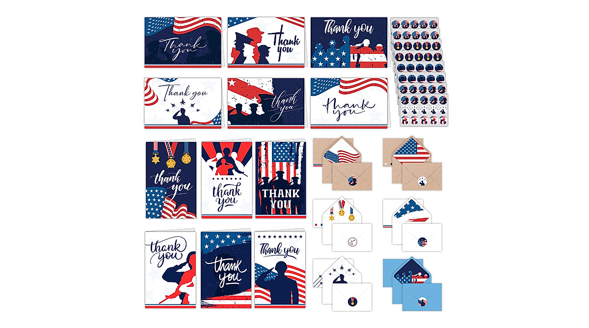 Decorably 120 Pack Veterans Day Cards - Thank You Cards
