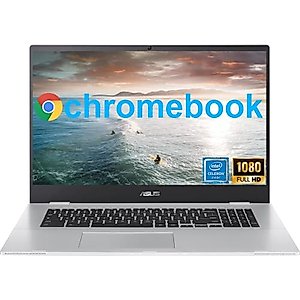 ASUS Chromebook Laptop for College Student, 17.3 Inch FHD, Intel Celeron N4500, Chrome OS, 4GB RAM, 64GB eMMC, Wi-Fi 6, Type-C, Intel UHD Graphics, Silver, PCM