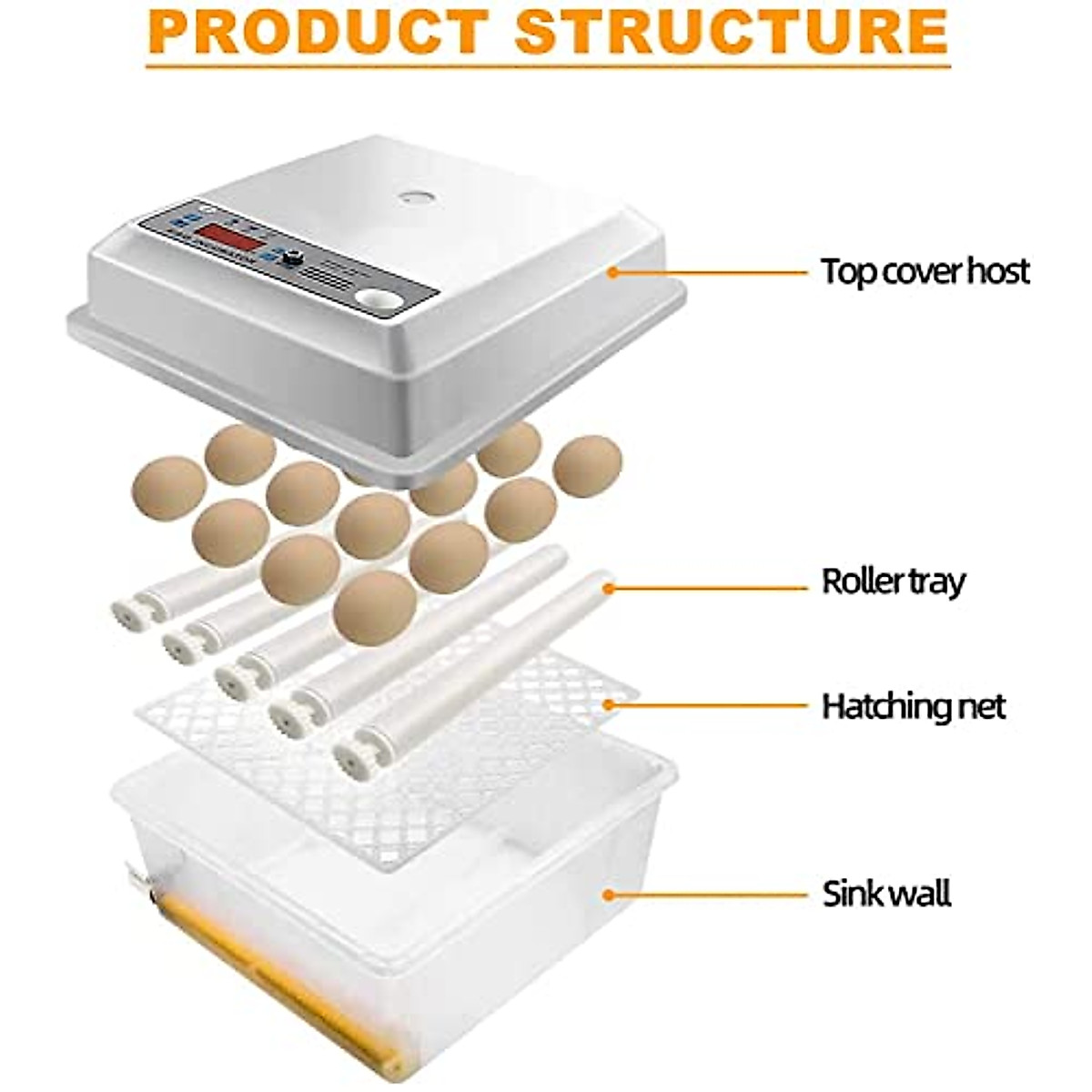 YaeCCC Egg Incubator, Automatic Egg Hatching Incubator Temperature Control for Hatching Chicken Duck Quail Bird Eggs (16 Eggs)