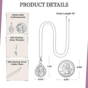 Jewelili Parent and Two Children Family Necklace Pendant in Sterling Silver 18" Cable Chain