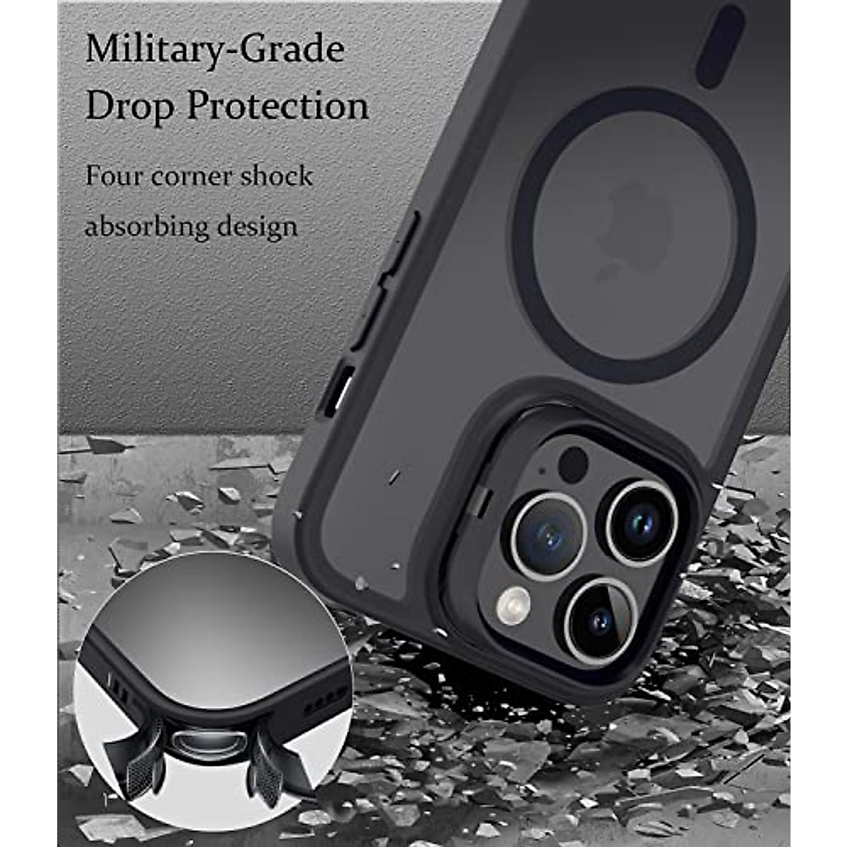 chitri Camera Kickstand Magnetic Case,Compatible with iPhone 14 Pro Max Case with Ring Stand,[Compatible with MagSafe] [Military Grade Drop Tested] Translucent Matte Case