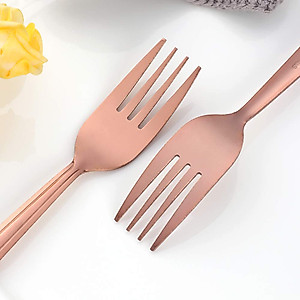 TUPMFG Salad Forks Set of 12, 6.2 Inch Stainless Steel Dessert Forks, Silverware Flatware Forks, Appetizer Forks with Clean Lines Handle for Tastings Cake Fruit, Dishwasher Safe- Rose Gold