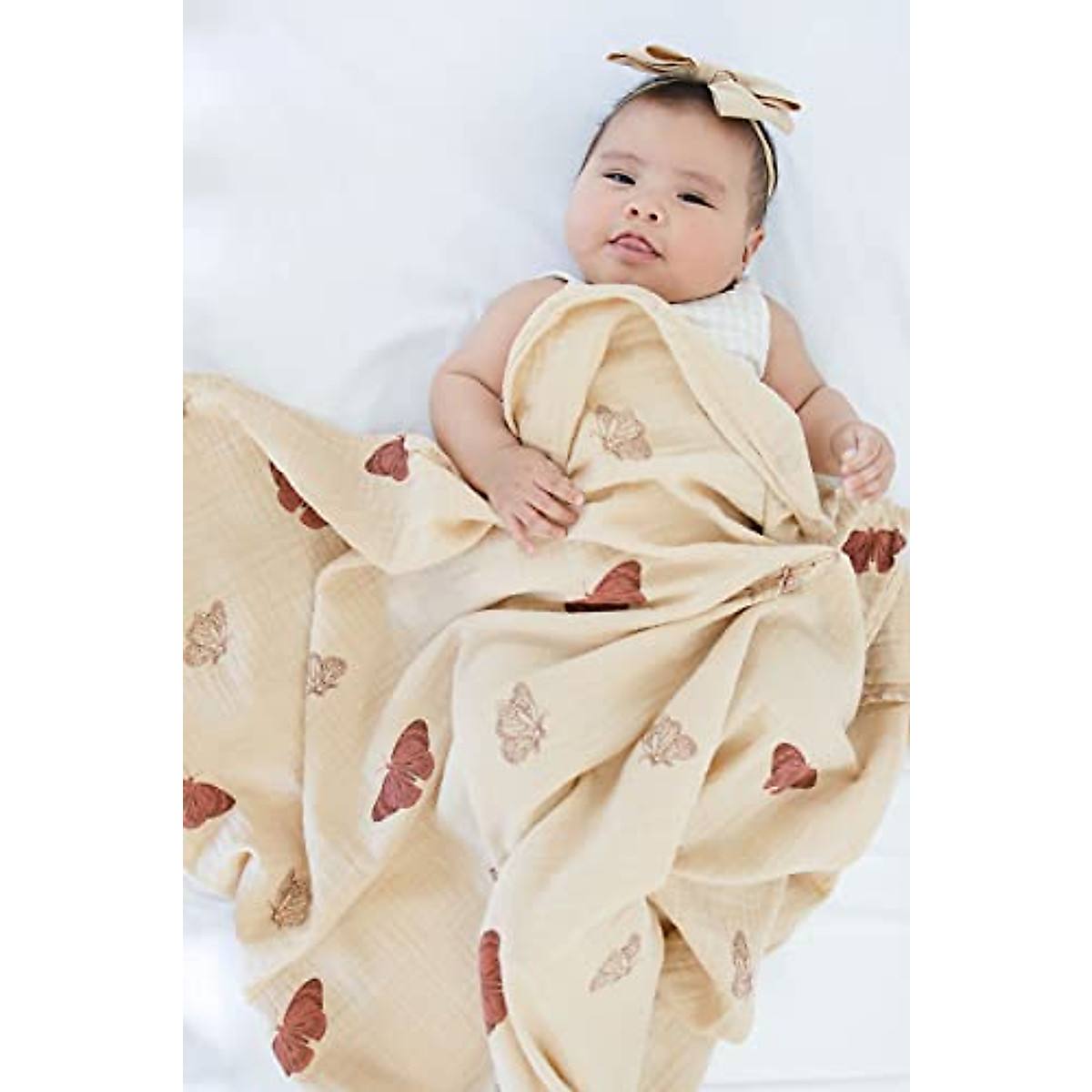 LEYL&ARI Muslin Baby Swaddle Blanket | 100% Organic Receiving Wrap (Boho Butterflies)
