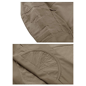 CRYSULLY Men's Long Sleeve Hunting Assault Military Trekking Pullover Shirt Khaki