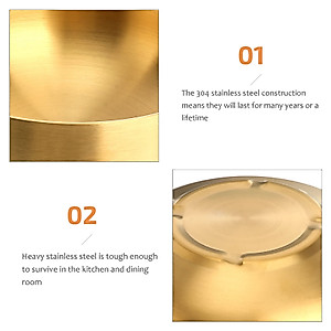 Hemoton Decorative Bowl Cereal Container 2Pcs Thick Stainless Steel Big Bowls, Double- Deck Gold Bowls, Metal Bowls for Fruit Cereal Snack Appetizer (Diameter 7.5in/ 19cm) Korean Ramen