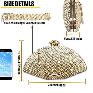 JIYIFOUHY Rhinestone Gold Clutch Purses for Women, Sparkly Rhinestone Evening Bag Bling Handbag Shoulder Bag with Detachable Chain Strap Handle for Wedding Party Prom