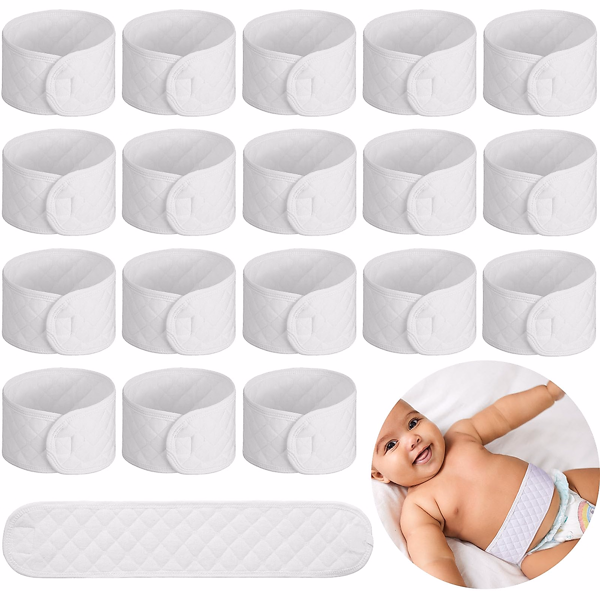 Nuanchu 20 Pieces Baby Belly Band Cotton Newborn Belly Belt Infant Umbilical Cord Protector Soft Baby Belly Button Band Newborn Navel Belt for Protection Abdomen Baby Boy Girl Gifts 0-12 Months