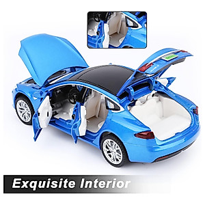 SASBSC Toy Cars Model S Die Cast Metal Model Cars with Door Open Light and Sound Pull Back Car Toys for Boys and Girls 3-12 Years Old