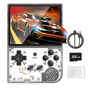 Retro Handheld Game Console, Anbernic RG35XX Handheld Emulator Console, 3.5 Inch IPS Screen, Quad-core CPU, DDR3 256MB RAM, Speaker, 2600mAh Rechargeable Battery (White)