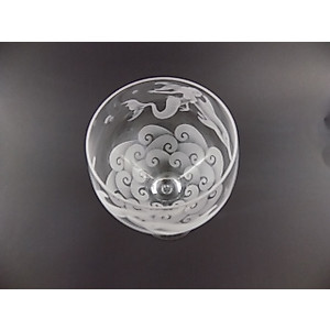 IncisoArt Hand Etched Italian Crystal Goblet Sandblasted (Sand Carved) Handmade Wine Water Glass Engraved (Mermaid Dolphins, 500 Milliliter (17 Ounce) Red Wine)