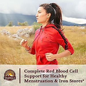 Vitalitown Iron Complex, Complete Blood Building Formula, Ferrous Bisglycinate, Active B6, Folate, B12, Red Blood Cell Support, Best Absorption, Once Daily, 60 Vegan Caps