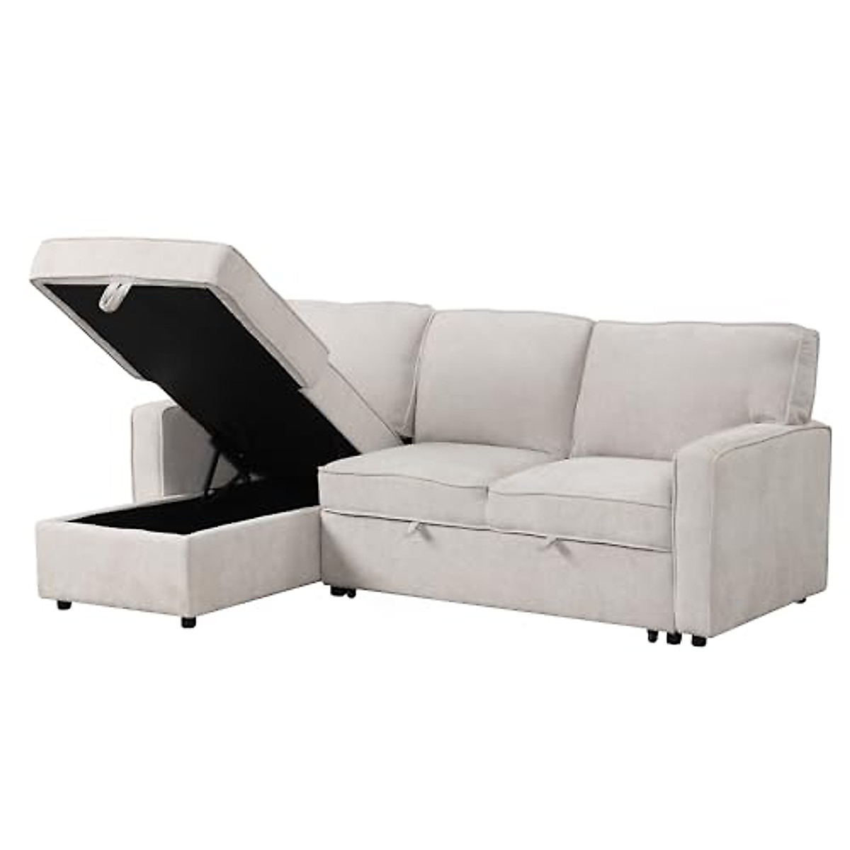 Eafurn 3 Seater Sectional Sofa with Chaise Lounge and Storage,L Shaped Convertible Couch Pull Out Bed,Comfy Velvet Upholstery Corner Sofa & Couches Button Tufted Living Room Furniture Sets