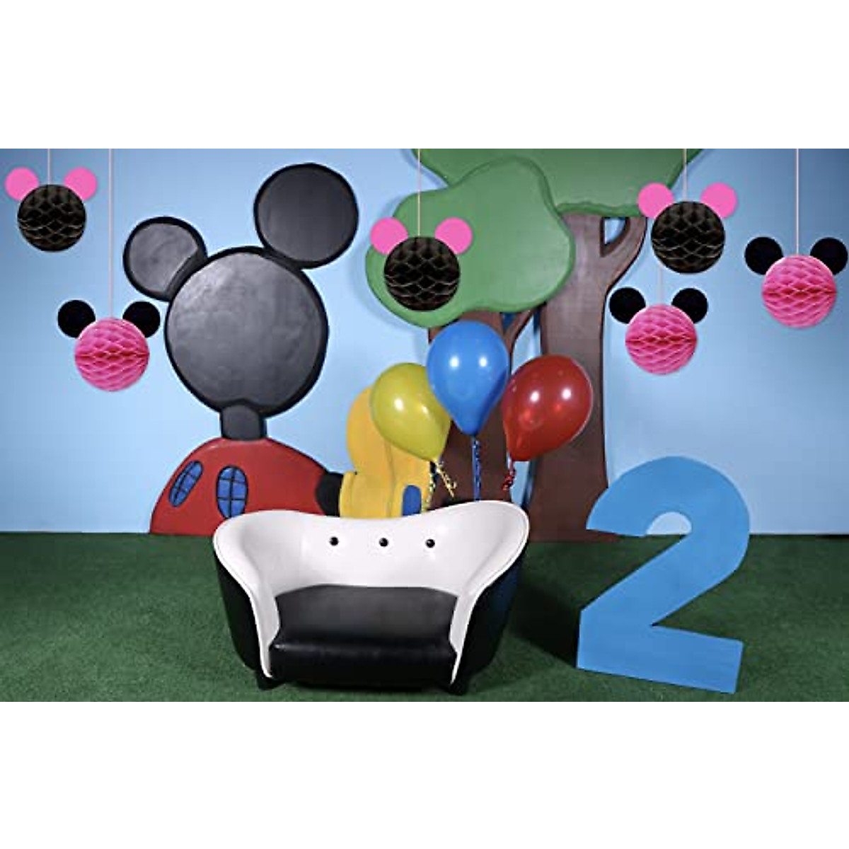 Minnie Birthday Party Decorations - Minnie Inspired Honeycomb Hanging Mouse Ears - Cartoon Mouse Birthday Decorations - 6 Minnie Honeycomb Balls by Jolly Jon (Honeycomb Only)