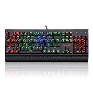 Redragon K557 RGB Backlit Mechanical Gaming Keyboard with Blue Switches, Aluminum Base, Anti-ghosting 104 Keys