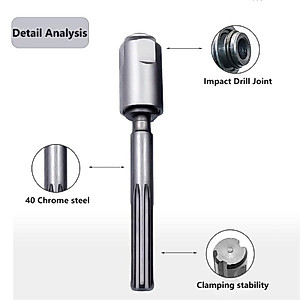 SDS Max to SDS Plus Adapter, 40 Chrome Steel Hammer Drill Adaptor for Rotary Hammers Connection SDS-Max to SDS-Plus Impact Drill Converter Shank Quick Tool