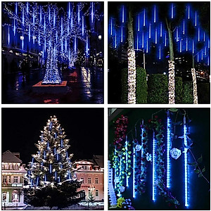 WASAGA Meteor Shower Lights, LED Rain Lights 20 Tubes 960 LEDs (2 Pack) 50cm Christmas Icicle Drop Lights Snow Lights for Christmas Wedding Party Urban Night Lighting New Year Garden Tree Home Decor
