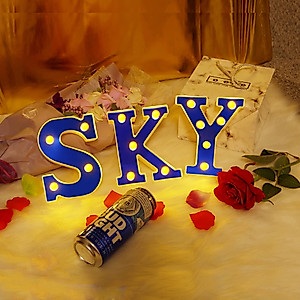 Led Marquee Letter Lights Sign Light Up Letters for Home Cafe Bar Party Wedding Birthday Christmas Decoration Battery Operated Alphabet Initials Lamp Letters Night Lights in Bedroom (Royal Blue, V)