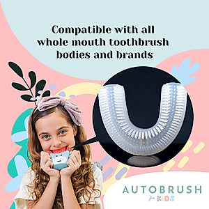 autobrush Silicone U Shaped Brush Head Replacement, Brush Head Refills, 360 Degree Oral Teeth Cleaning, Automatic Toothbrush Head Accessories, Adult and Kid Sizes (Ages 5-7, 2-Pack, Kids)