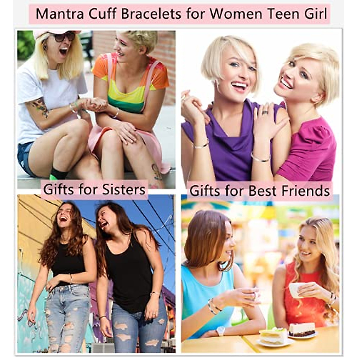 liforlove Best Friend Cuff Bracelet for Women Mantra Bracelets Engraved Stainless Steel Cuff Bangle Friendship Jewelry (I'd shank a bitch for you, right in the kidney)