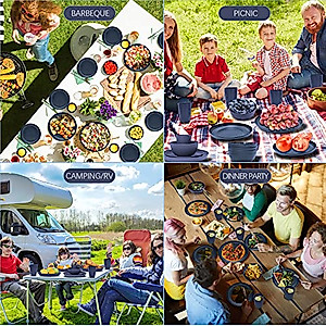 Plastic Dinnerware Sets for 8,Dhnvcud 32pcs Unbreakable,Lightweight & Reusable Dinnerware Set,Plates, Bowls, Cups,Service for 8,Microwave Dishwasher Safe Dishes Sets for Kitchen,Camping,RV