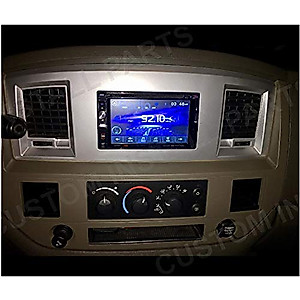 Custom Install Parts Khaki w/Silver Double Din Stereo Radio Dash Kit Install Bezel +Wiring Harness+Antenna Adapter Compatible with Dodge Ram 2006-2009(Khaki/Silver Standard Non Canbus Wire Harness)