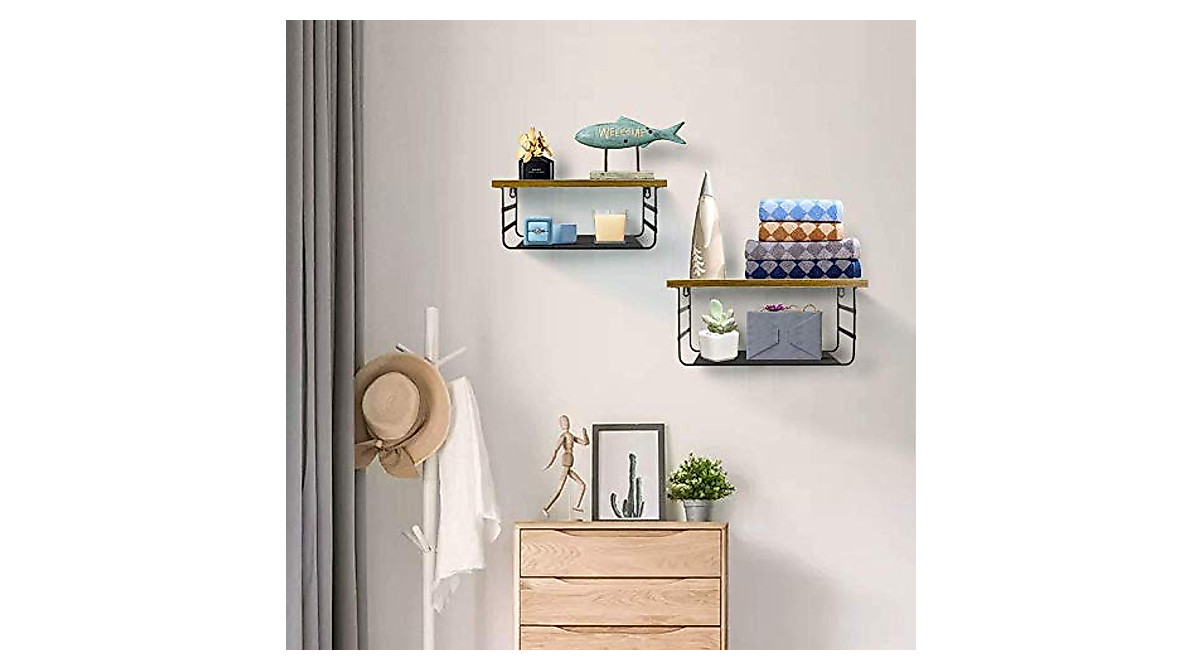 Lavezee 2-Tier Wall Shelves Set of 2 – Modern Wall Mounted Storage