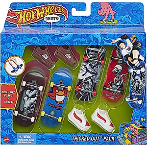 Hot Wheels Skate 2022 - Tricked Out 4 Pack - Exclusive Board and Shoes, Multicolor