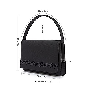 Ava&Lina Black Clutch Purse Women Evening Handbag Top Handle Bag