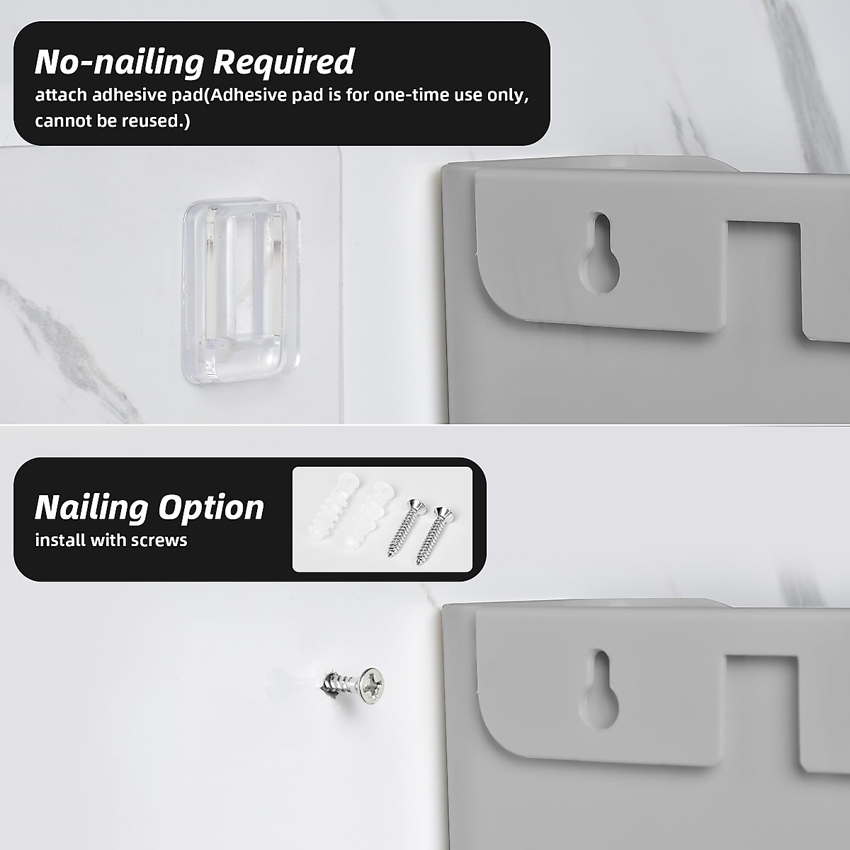 JOMOLA No Drilling File Holder Mail Organizer Wall Mount File Organizer Holder Office Wall Hanging Files Magazines Organizer Plastic Door Mount Wall Pocket Organizer with Adhesive Pad, Gray (1 Count)