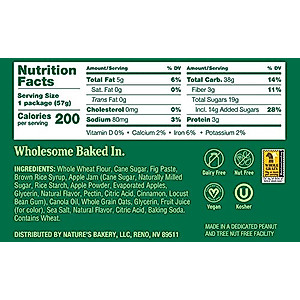 Nature's Bakery Whole Wheat Fig Bars, Apple Cinnamon, Real Fruit, Vegan, Non-GMO, Snack Bar, 1 Box With 12 Twin Packs (12 Twin Packs)