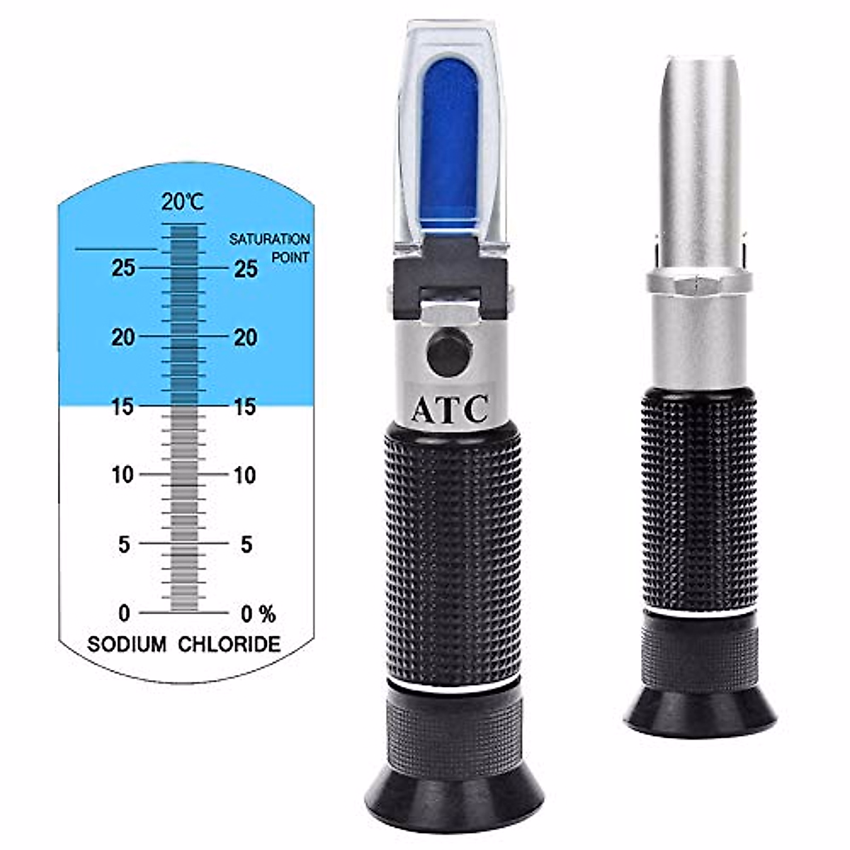 Salinity Refractometer 0~28% Scale Range, Measuring Sodium Chloride Content in Brine, Seawater and Industry. Salinometer for Food with Automatic Temperature Compensation (ATC)