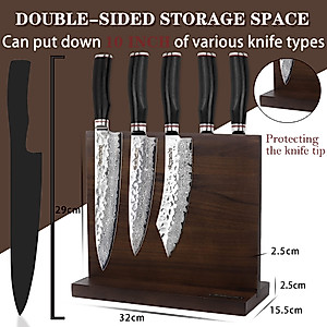 YOUSUNLONG Magnetic Knife Block - Magnetic Knife Holder - Magnetic Knife Stand - Natural Walnut Double-Sided Magnetic Multipurpose Knife Display and Storage Racks - Holds for 10-inch knives