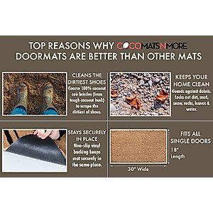 COCO MATS 'N MORE Brown Rolling Scrolls Bordered Personalized Coco Doormat 18" x 30" with Vinyl Backing | Personalized Coir Front Door Mat | Tough Coir Husk Cleans Dirtiest Shoes