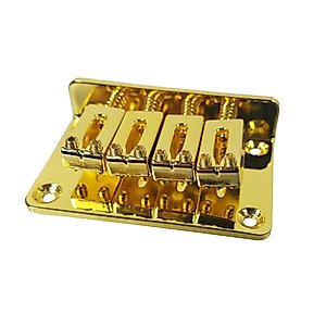 4-string Gold Hard-tail Bridge for Cigar Box Guitars Electric Ukulele & More