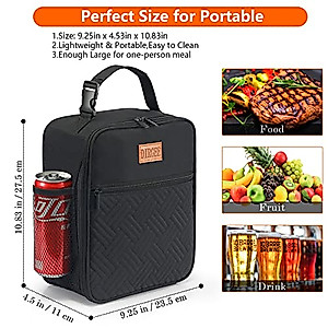 DIRGEE Lunch Box for Men Insulated Lunch Bag for Women Adults Small Lunch Bag for Office Work Lunch Bag For Men - Leakproof Freezable Cooler Bag Reusable Portable Lunch Box (Black)