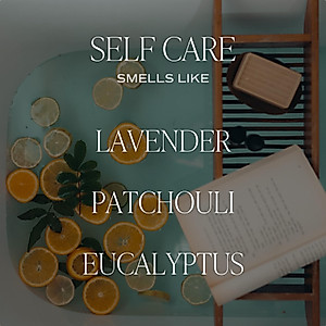 Sweet Water Decor Self Care Soy Candle - Patchouli Eucalyptus & Lavender Candles for Home - 100% Cotton Wick & Spa Scented Soy Wax Candles with 40 Hour Burn Time - 9oz Clear Jar - Made in the USA