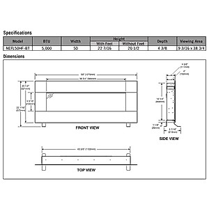 Napoleon Harsten 50 inch Wall Mount Electric Fireplace with Bluetooth Speakers - Black, NEFL50HF-BT