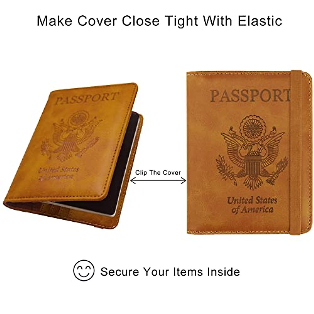 WALNEW RFID Passport Holder Cover Wallet for Women Men, PU Leather Card Holder Passport Case Travel Essentials for Family Vacation, Brown