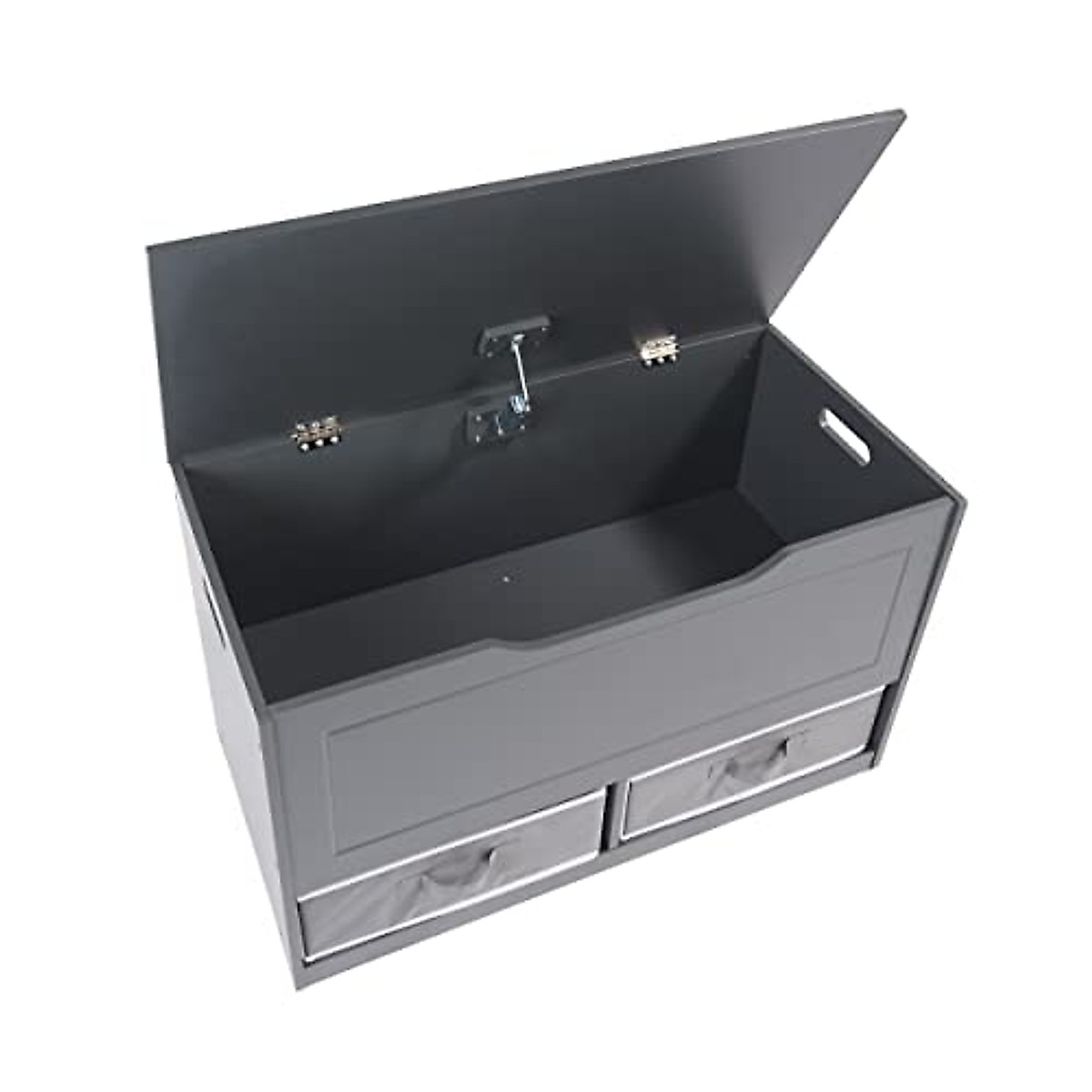 Badger Basket Kid's Up & Down Toy Box and Organizer with Two Reversible Fabric Bins - Dark Gray