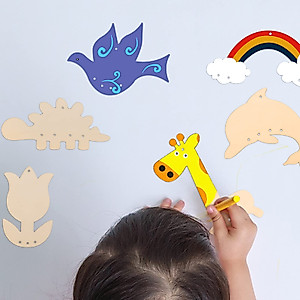 Jetec Wind Chime for Kids DIY Wooden Classroom Wind Chime Decorative Wooden Hanging Wind Chime Animal Wind Chimes Wood Wind Chimes for Kids DIY Craft Birthday Party Favors(12pcs)