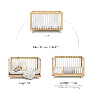 Storkcraft Beckett 3-in-1 Convertible Crib (Natural with White Slats) – Converts from Baby Crib to Toddler Bed and Daybed, Fits Standard Full-Size Crib Mattress, Adjustable Mattress Support Base