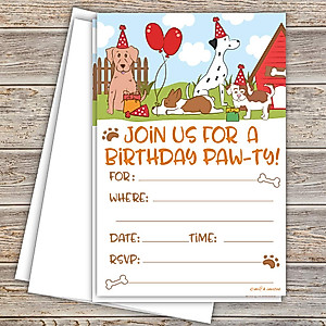 Puppy Dog Birthday Party Invitations (20 Count) With Envelopes