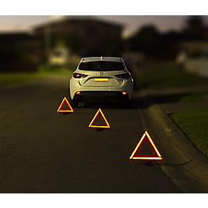 TYRANT Emergency Safety Warning Triangles – Roadside Kit for Car, Truck, RV Vehicles – DOT approved, Highly Reflective, Foldable with Carrying Case, Pack of 3