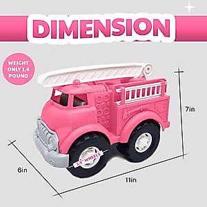 Big Plastic Toy Fire Truck for Toddlers Boys and Girls | Pink Fireman Engine Vehicle with Rescue Ladders for Indoor and Outdoor Imaginative Play (Pink)