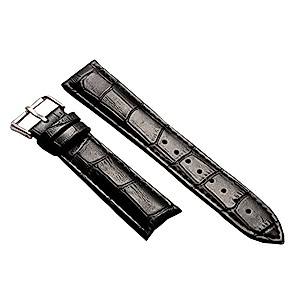 通用 Unisex-adult Watch Band, Alligator Leather Watch Strap with Stainless Steel Buckle, Calfskin Replacement Strap for Watch's Band and Women's Watch Band (22mm, Black)