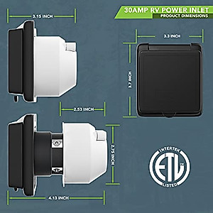 Leisure Cords 125V 30 AMP Power Plug Twist Lock Inlet with 3 Stainless Steel Pins, Black (Black)