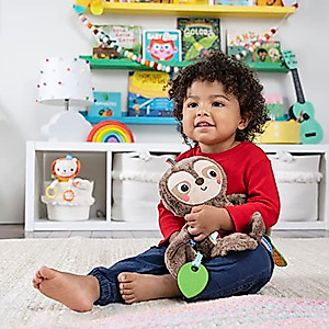Bright Starts Slingin’ Sloth Travel Buddy Plush Stuffed Animal Take-Along Stroller or Carrier Toy, Ages 0 Month+