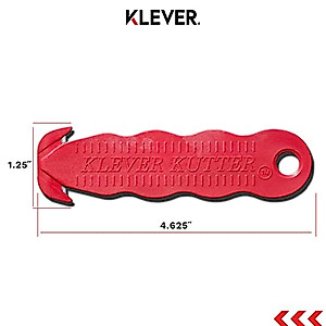 Klever Kutter, NSF Certified for Non-Splash Zone, Klever Innovations Stainless Steel Package Opener, Safety Cutter, Utility Knife, Red, 20/pk (KCJ-1RSS)